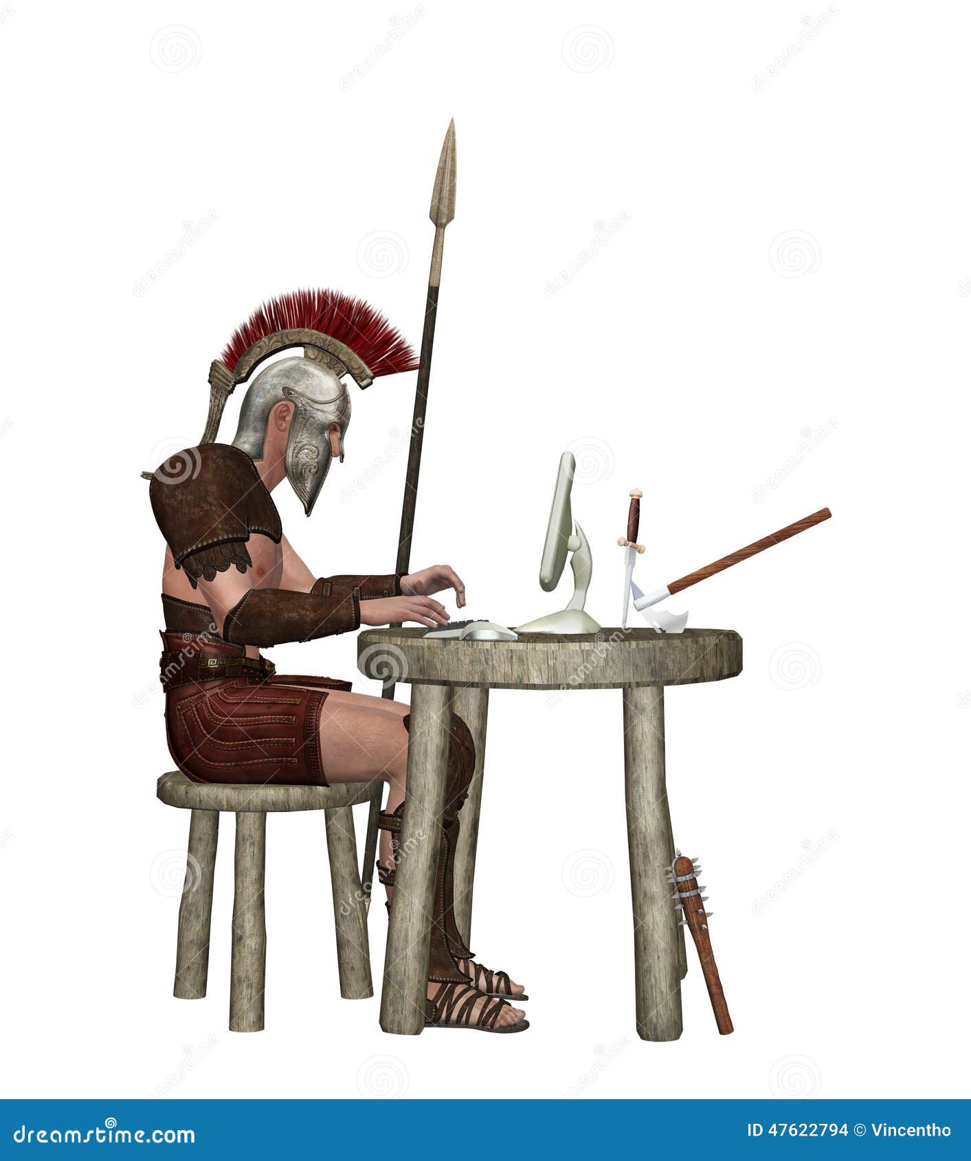 Keyboard Warrior Using Computer Illustration Stock Photo - Illustration ...