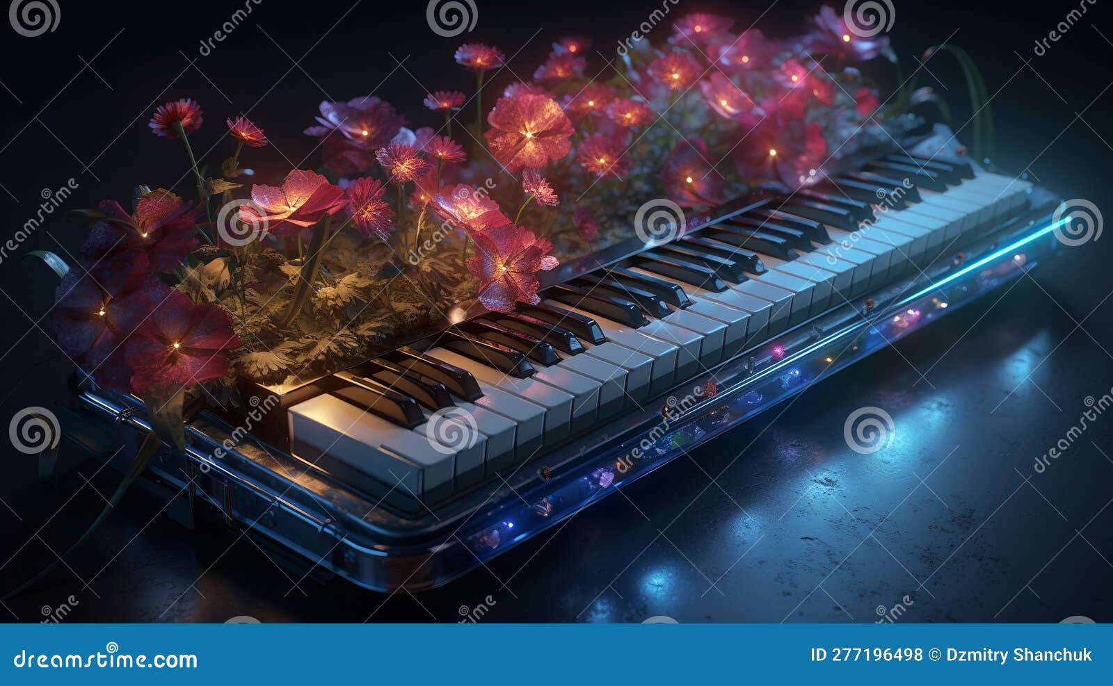 Keyboard from Which Flowers Grow Generative AI Stock Illustration ...