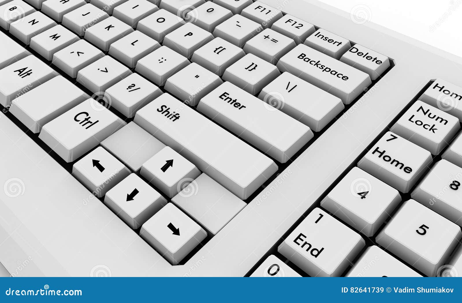 Keyboard with White Blank Enter Button, with Copyspace, 3d Render Stock ...