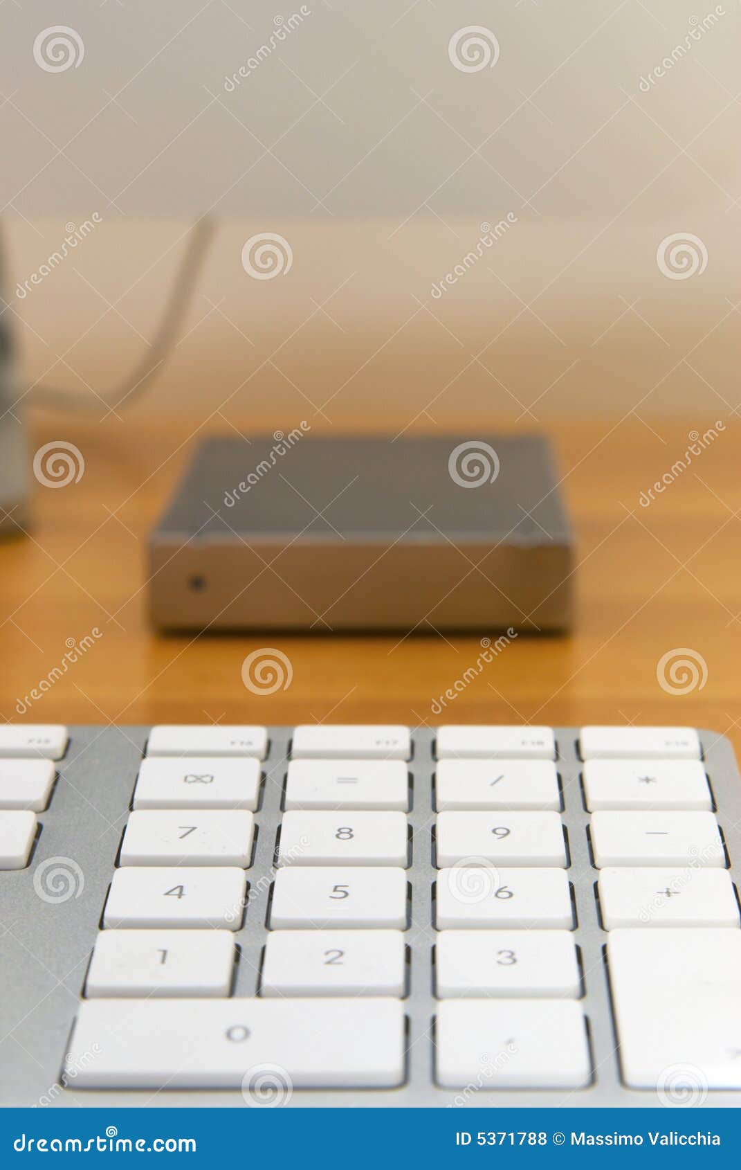Keyboard with White Keys and Hard Drive Stock Photo - Image of work ...