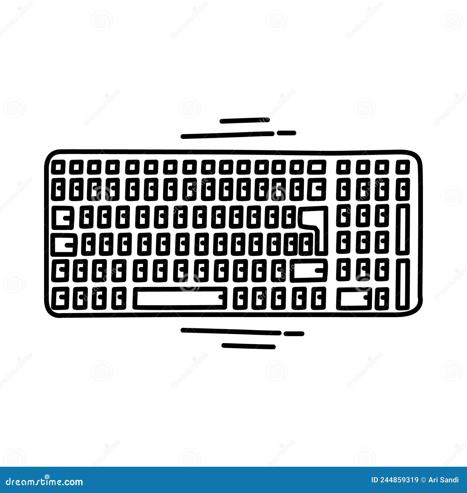 Keyboard Wireless Icon. Doodle Hand Drawn or Outline Icon Style Stock ...