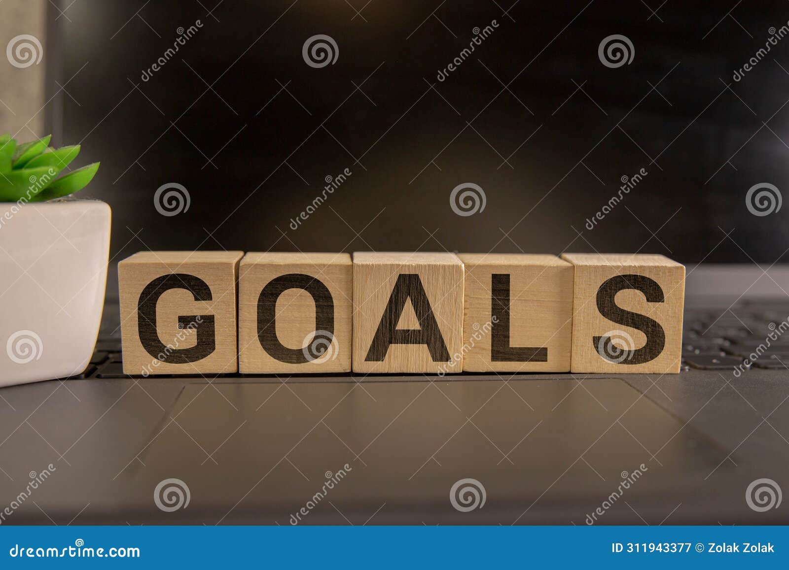 Keyboard and Wooden Cubes Labeled GOALS Stock Image - Image of reach ...
