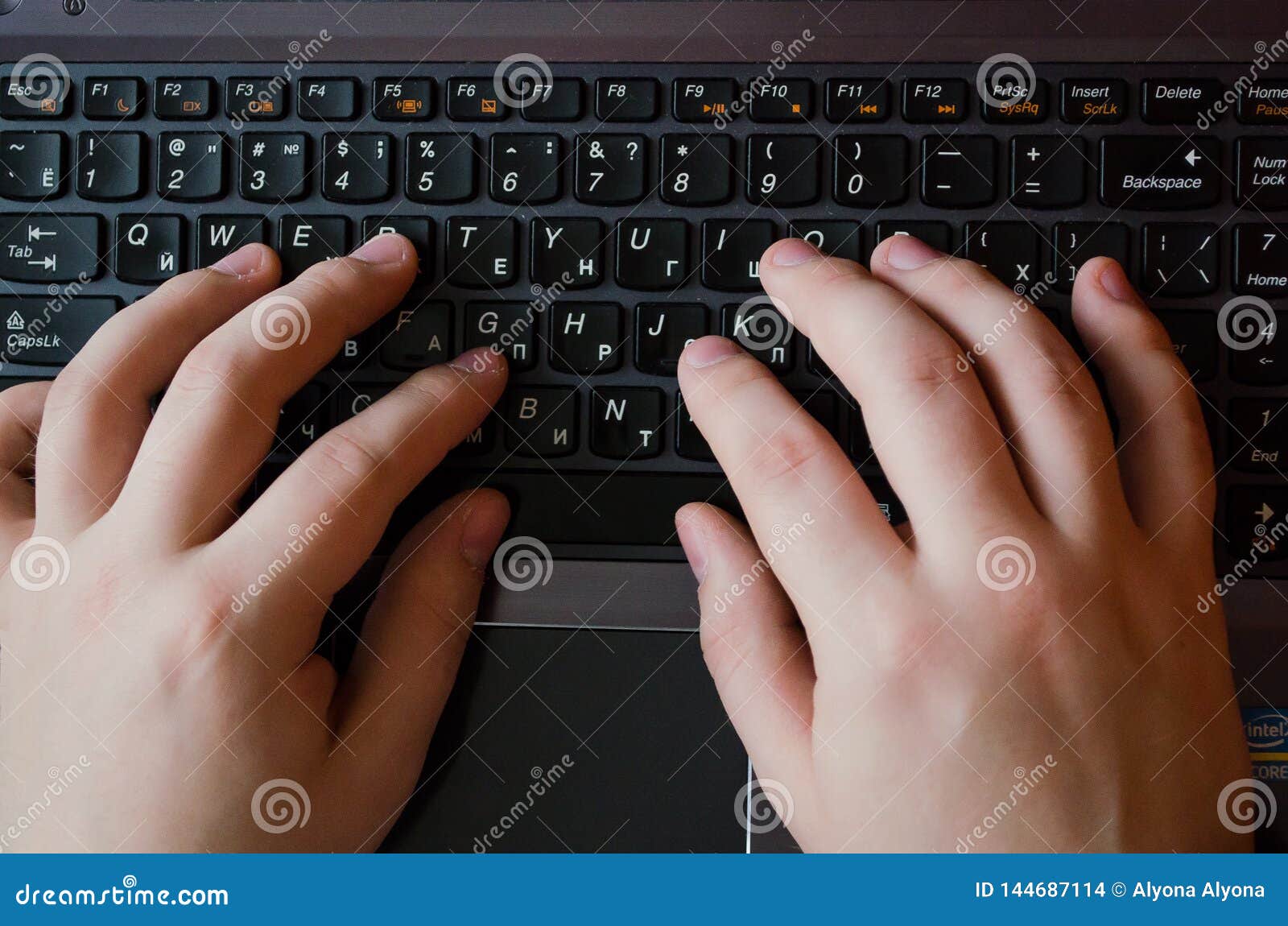 Keyboard. Work On A Laptop. Typing Text. Job. Text. Letters Brushes On ...