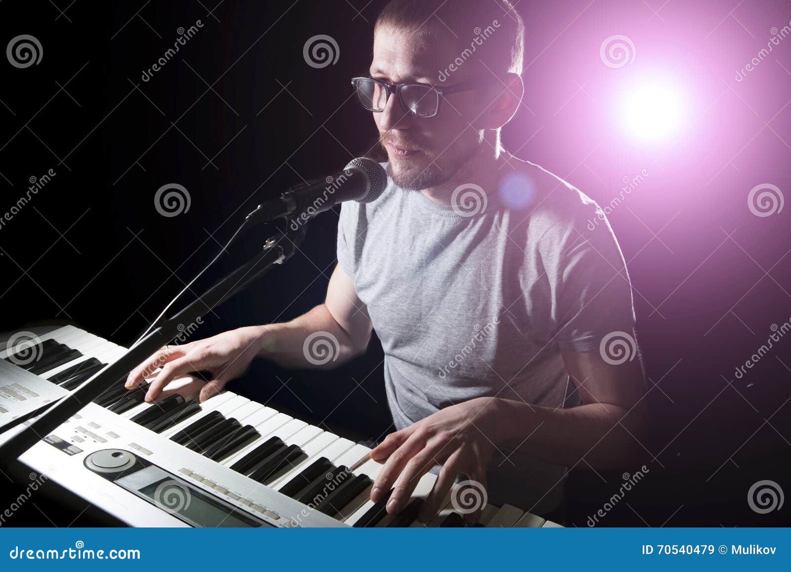 Keyboarder is Playing and Singing. Stock Image - Image of musician ...