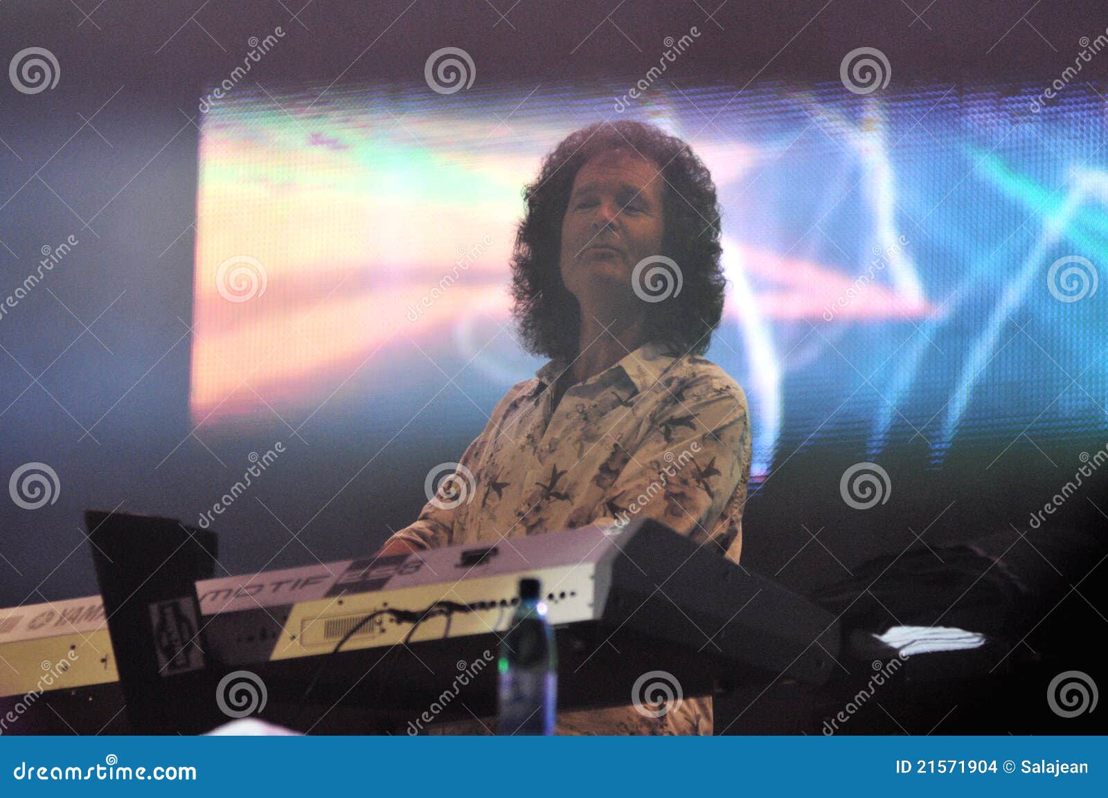 Keyboardist playing live editorial stock image. Image of microphone ...