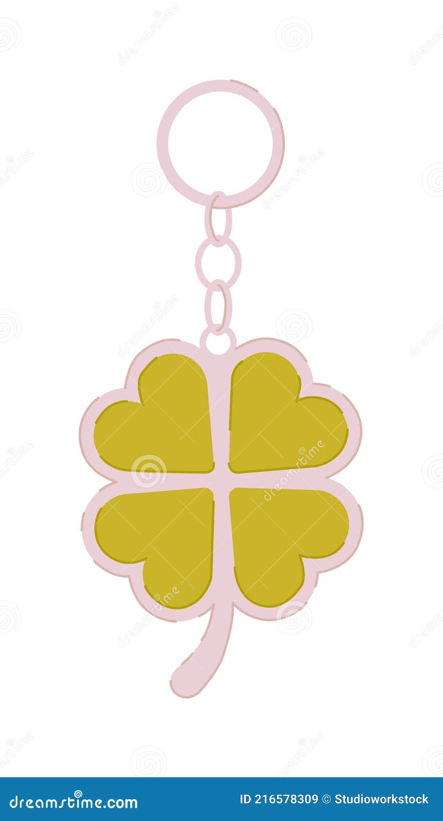 Keychain with Four-leaf Clover Isolated on White Stock Vector ...