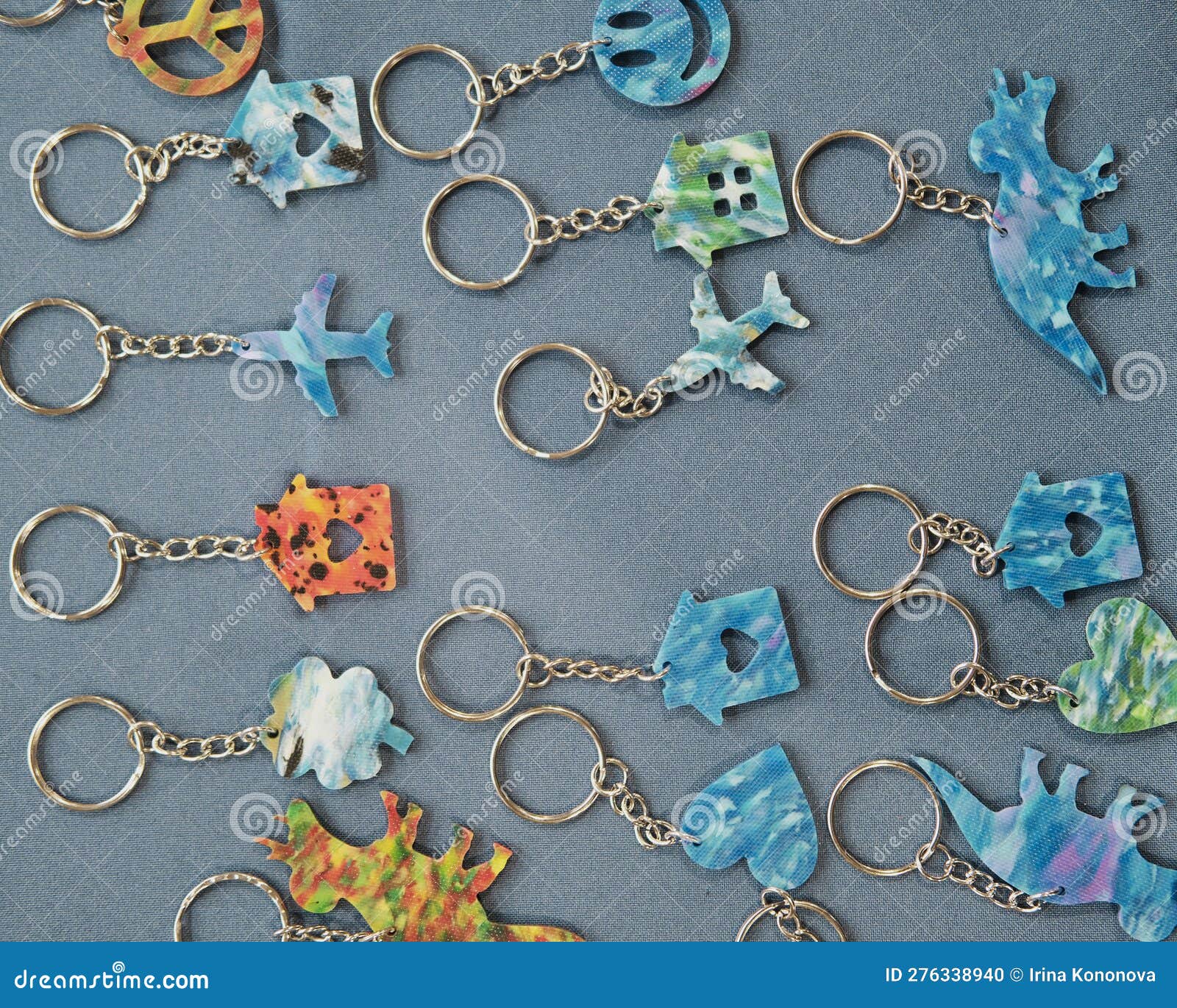 Keychains Made of Multicolored Recycled Plastic Lids Stock Photo ...