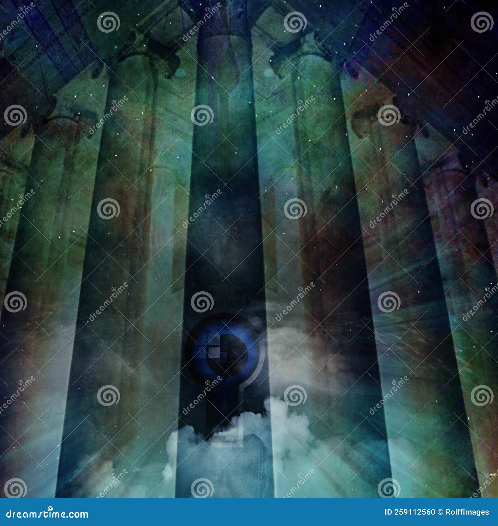 Keyhole and Ancient Columns Stock Illustration - Illustration of light ...