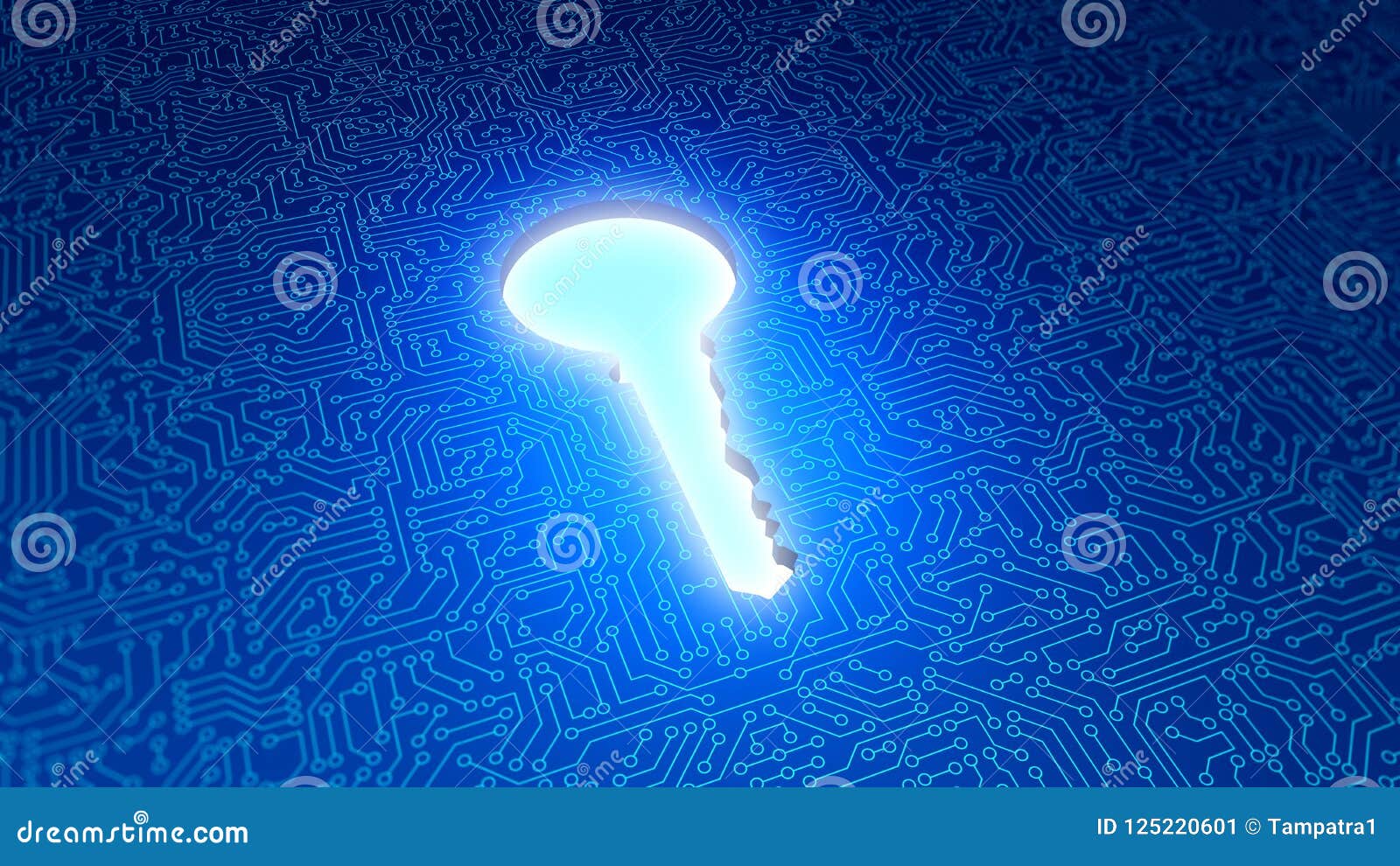 Keyhole with Blue Circuit Board Pattern Texture. High-tech Background ...