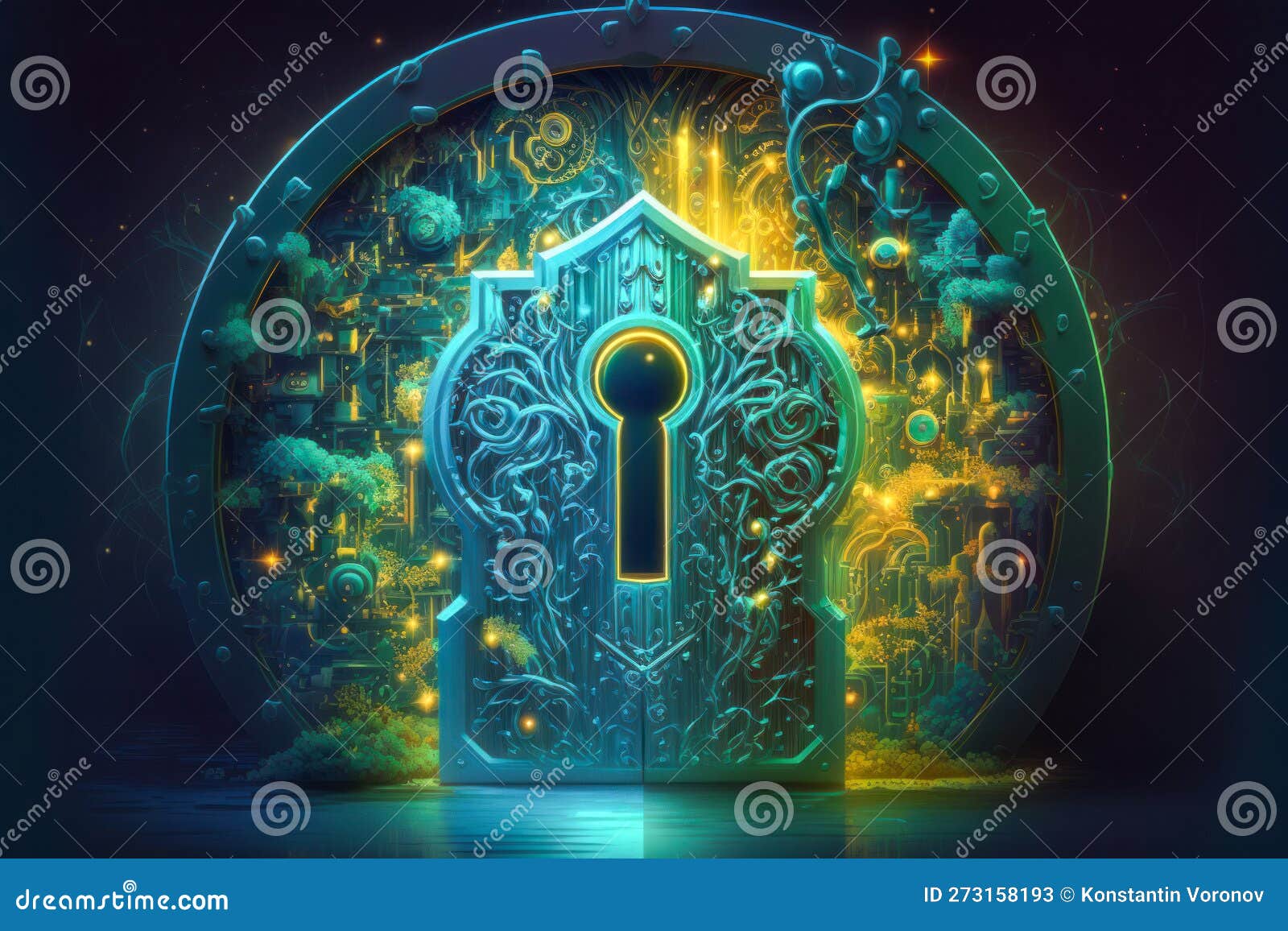 Keyhole in Crypto Digital Cyber Space. Lock. Security Technology ...