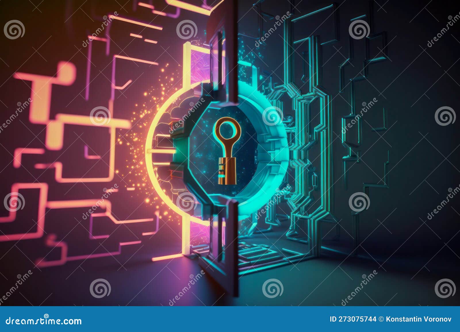 Keyhole in Crypto Digital Cyber Space. Security, Technology Concept ...