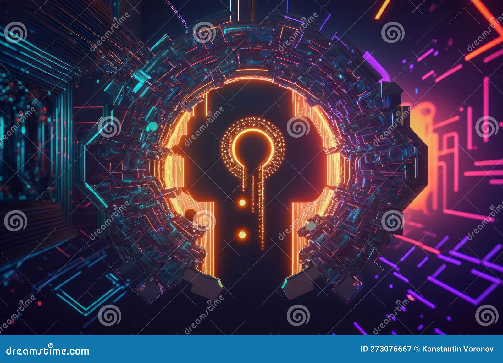 Keyhole in Crypto Digital Cyber Space. Security, Technology Concept ...