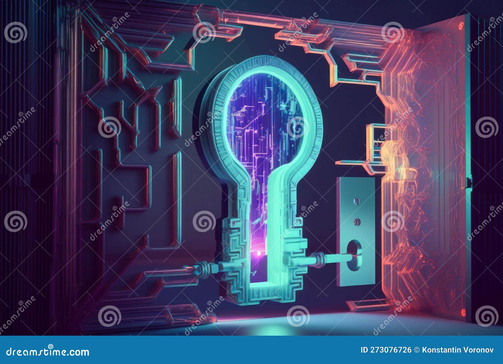 Keyhole in Crypto Digital Cyber Space. Security, Technology Concept ...