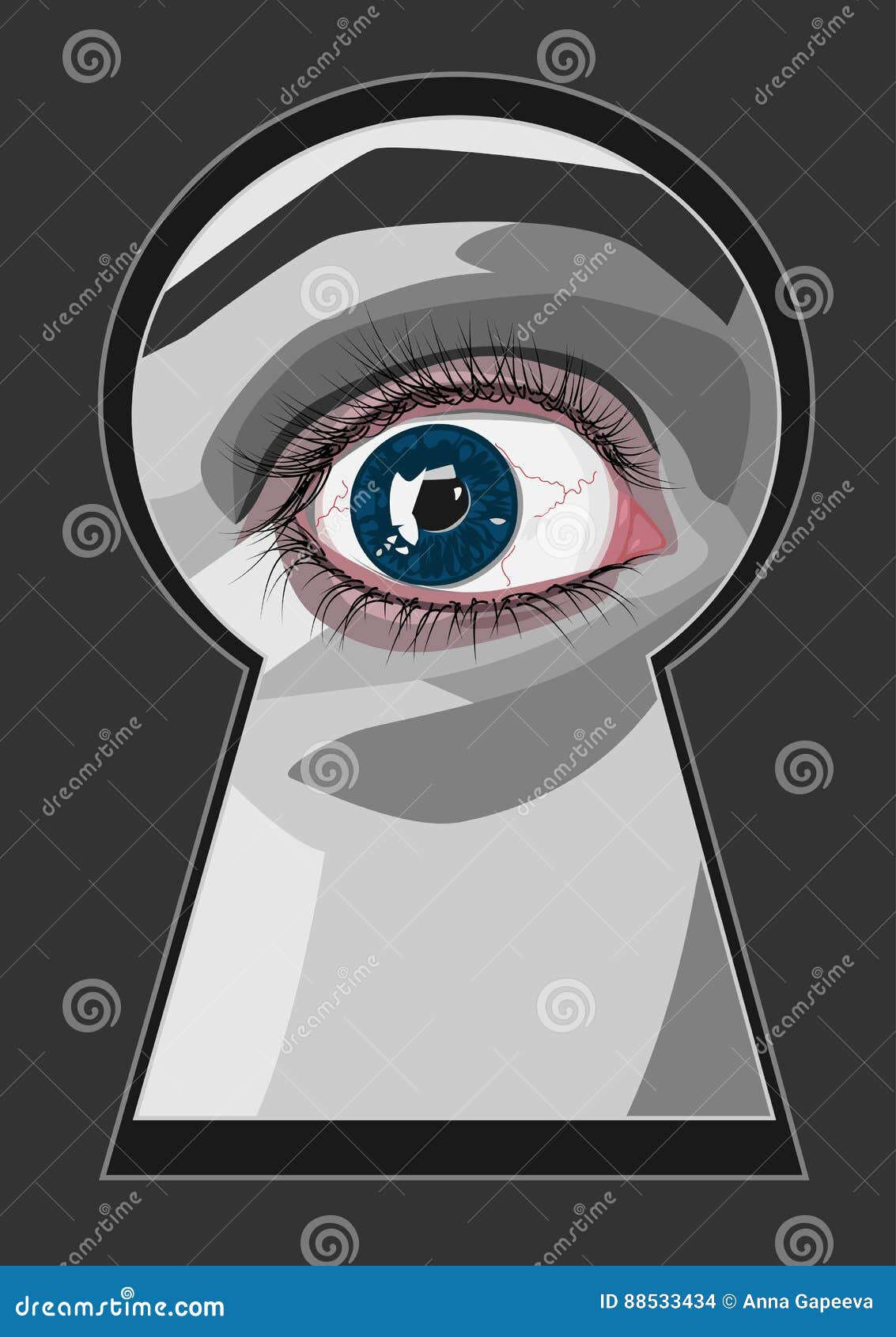 Keyhole with eye stock vector. Illustration of keyhole - 88533434