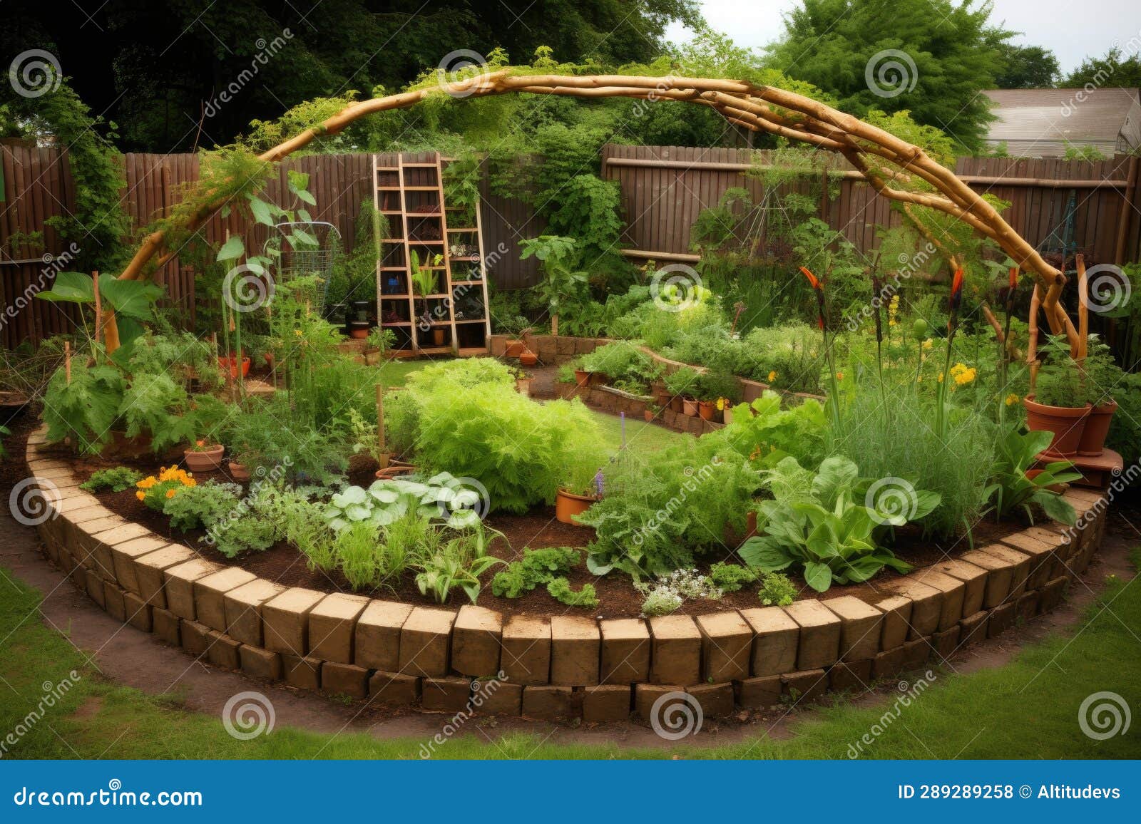 Keyhole Garden Design in a Permaculture Setting Stock Photo - Image of ...