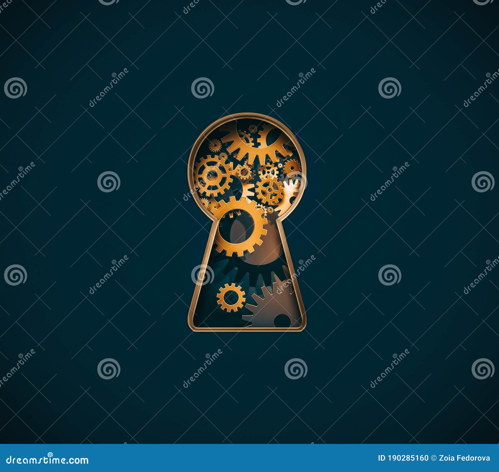 Keyhole and Gear Mechanism Inside Stock Illustration - Illustration of ...