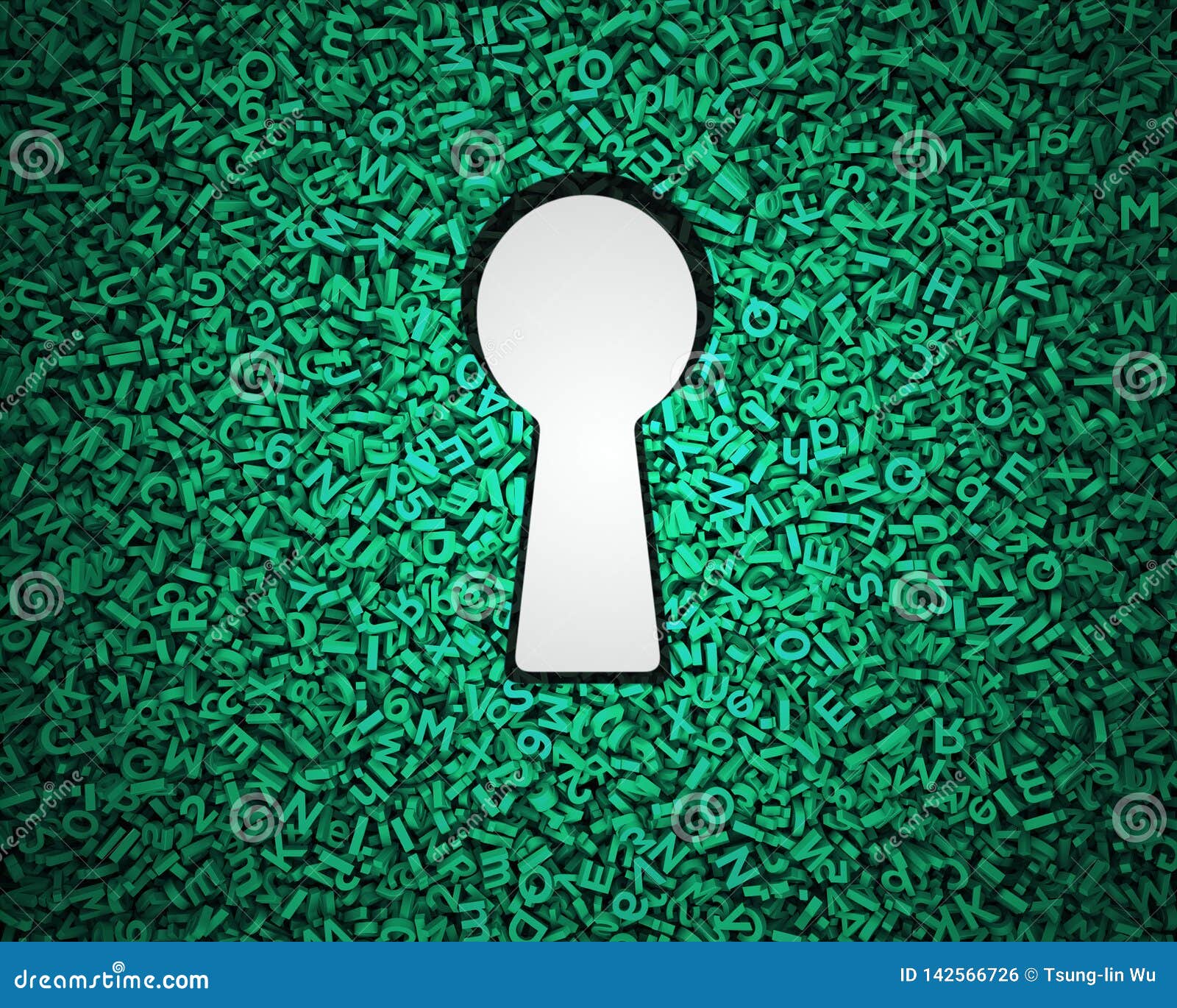 Keyhole on Green Big Data Background. 3D Illustration Stock ...