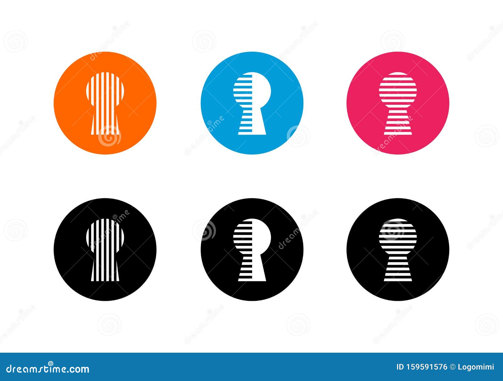 Keyhole Icon Set, Collection of Circle Lock Symbol - Vector Stock ...