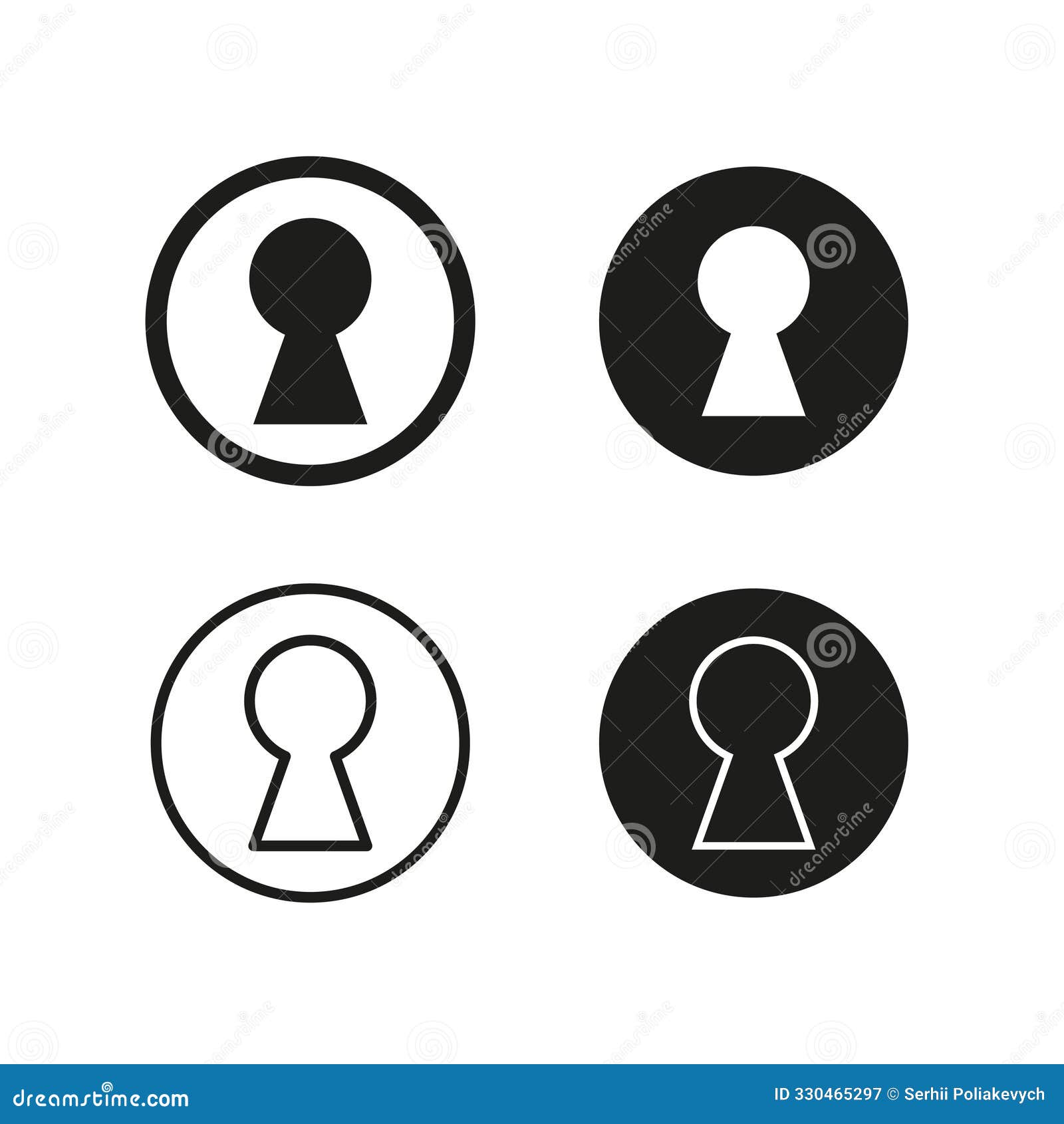 Keyhole Icon Set. Lock Security Vector. Minimalist Black Shapes. Simple ...