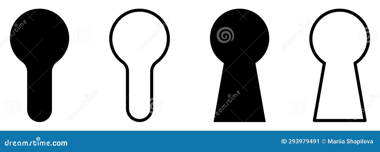 Keyhole Icons In Color Illuminated Glass Buttons Cartoon Vector ...