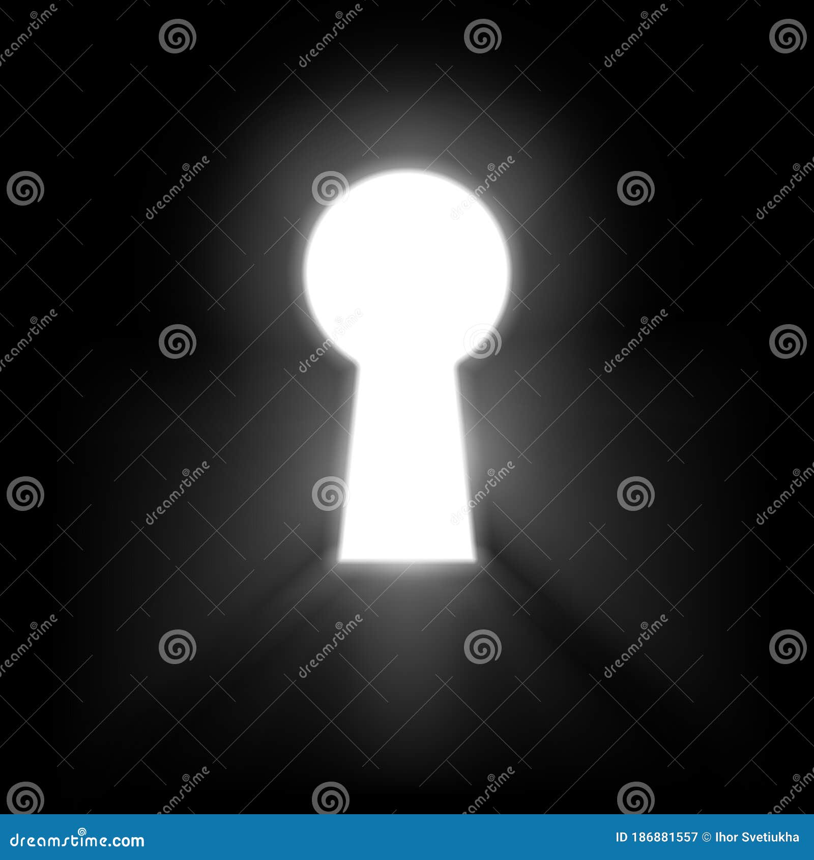 Keyhole Illuminated Rays of Light Isolated on Black Background. White ...