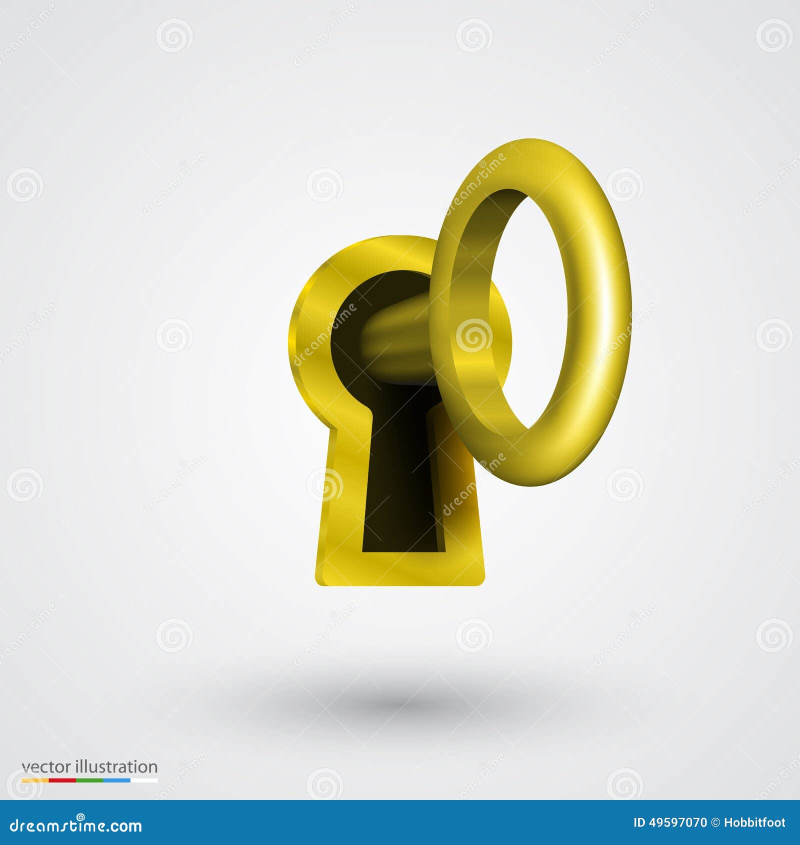 Keyhole with Key Gold. Vector Stock Vector - Illustration of unlock ...