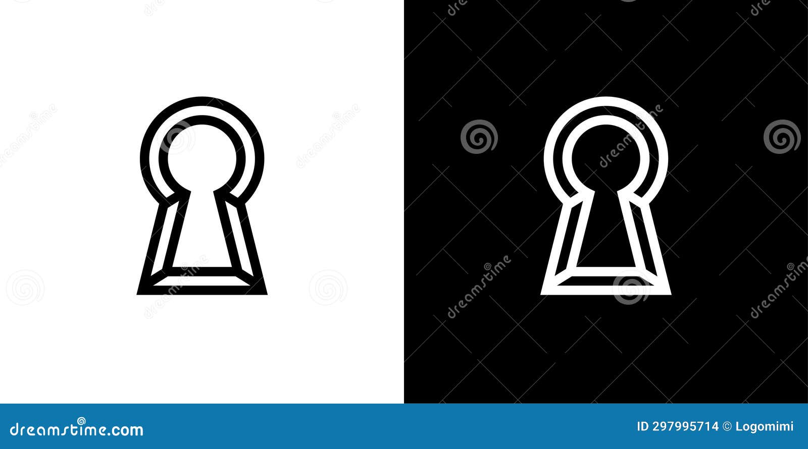 Keyhole Logo Icon Design Template Elements, Line Art Style Illustration ...