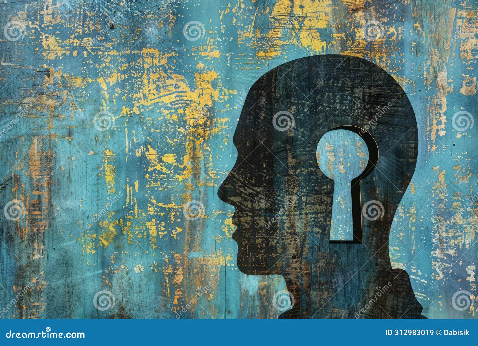 Keyhole Silhouette Inside Human Head Stock Image - Image of motivation ...
