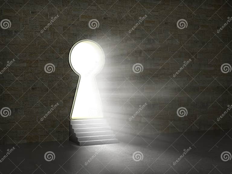Keyhole in a stone wall. stock illustration. Illustration of dream ...