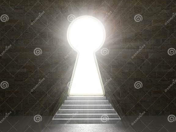 Keyhole in a stone wall. stock illustration. Illustration of ...