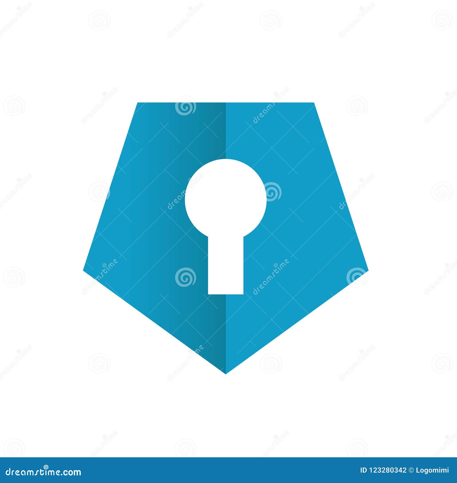 Keyhole Symbol and Blue Pentagon Shape, Icon Concept, Vector Logo ...