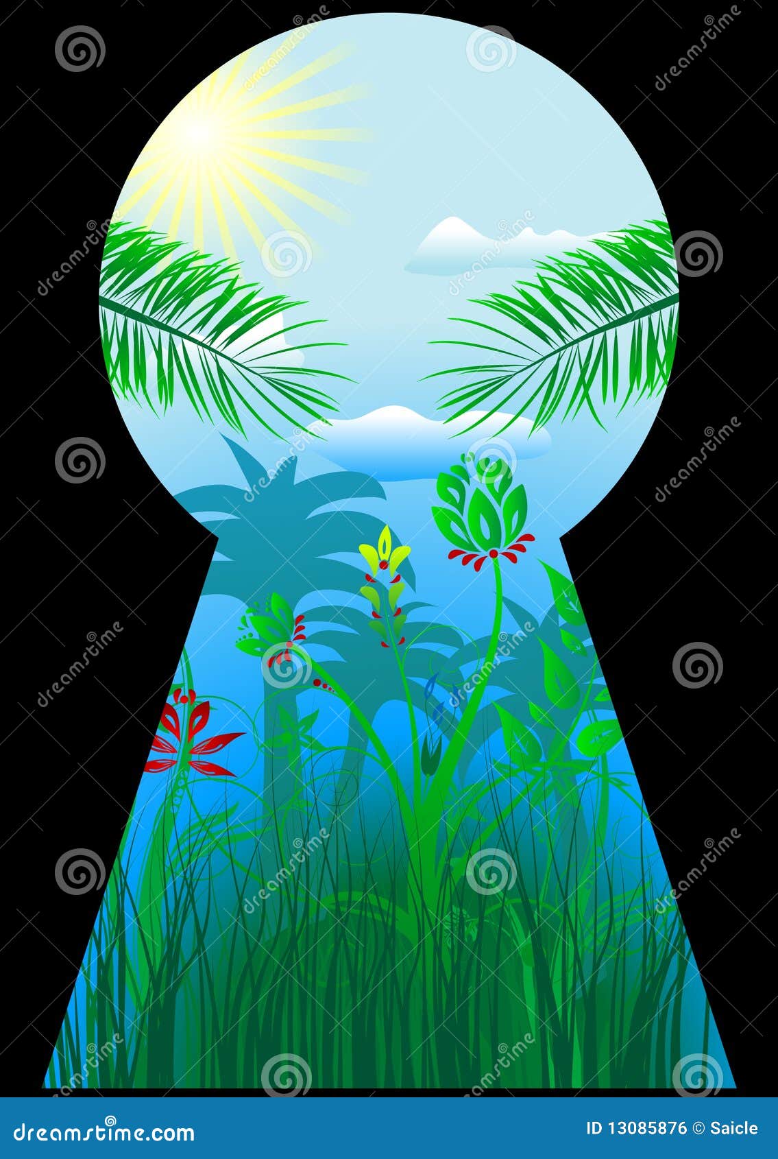 Keyhole in the Tropical World Stock Vector - Illustration of cloud ...
