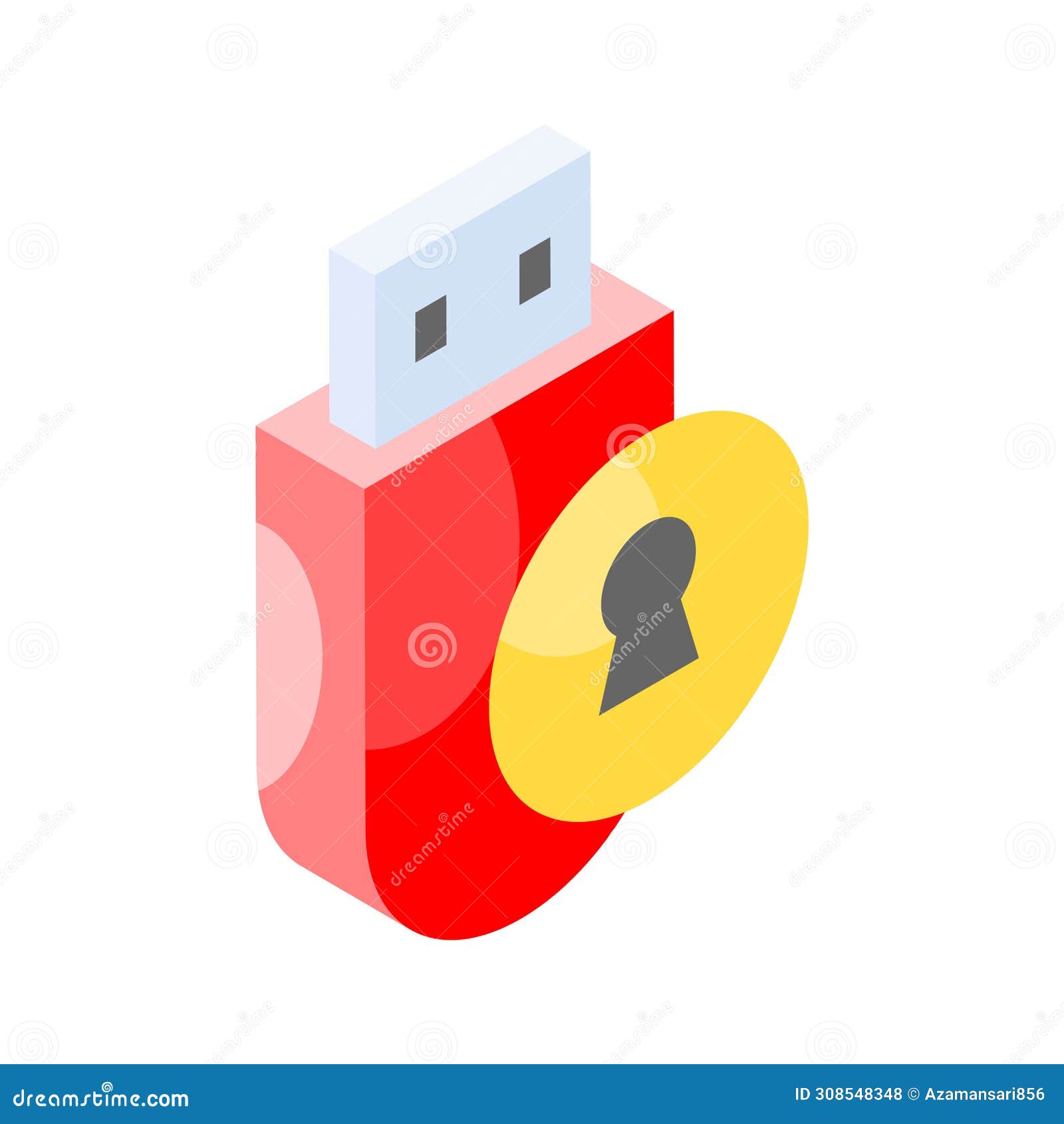 Keyhole with Usb Showing Concept Icon of Secure Usb, Modern Style ...