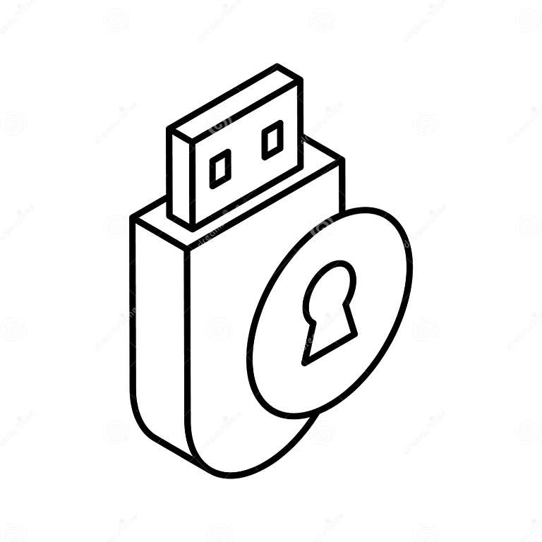 Keyhole with Usb Showing Concept Icon of Secure Usb, Modern Style ...