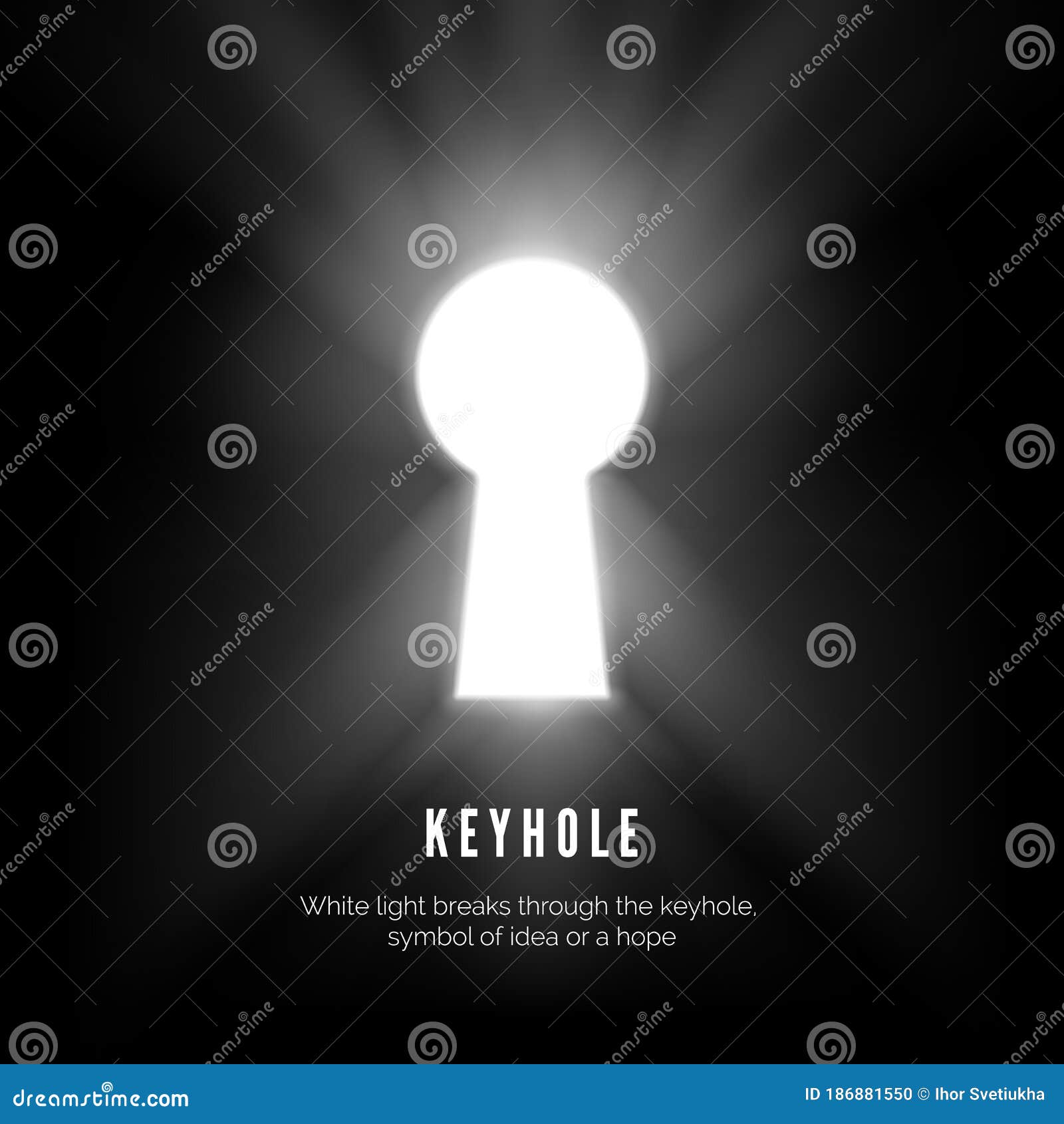 Keyhole. White Light Breaks through the Keyhole Symbol of Idea or Hope ...