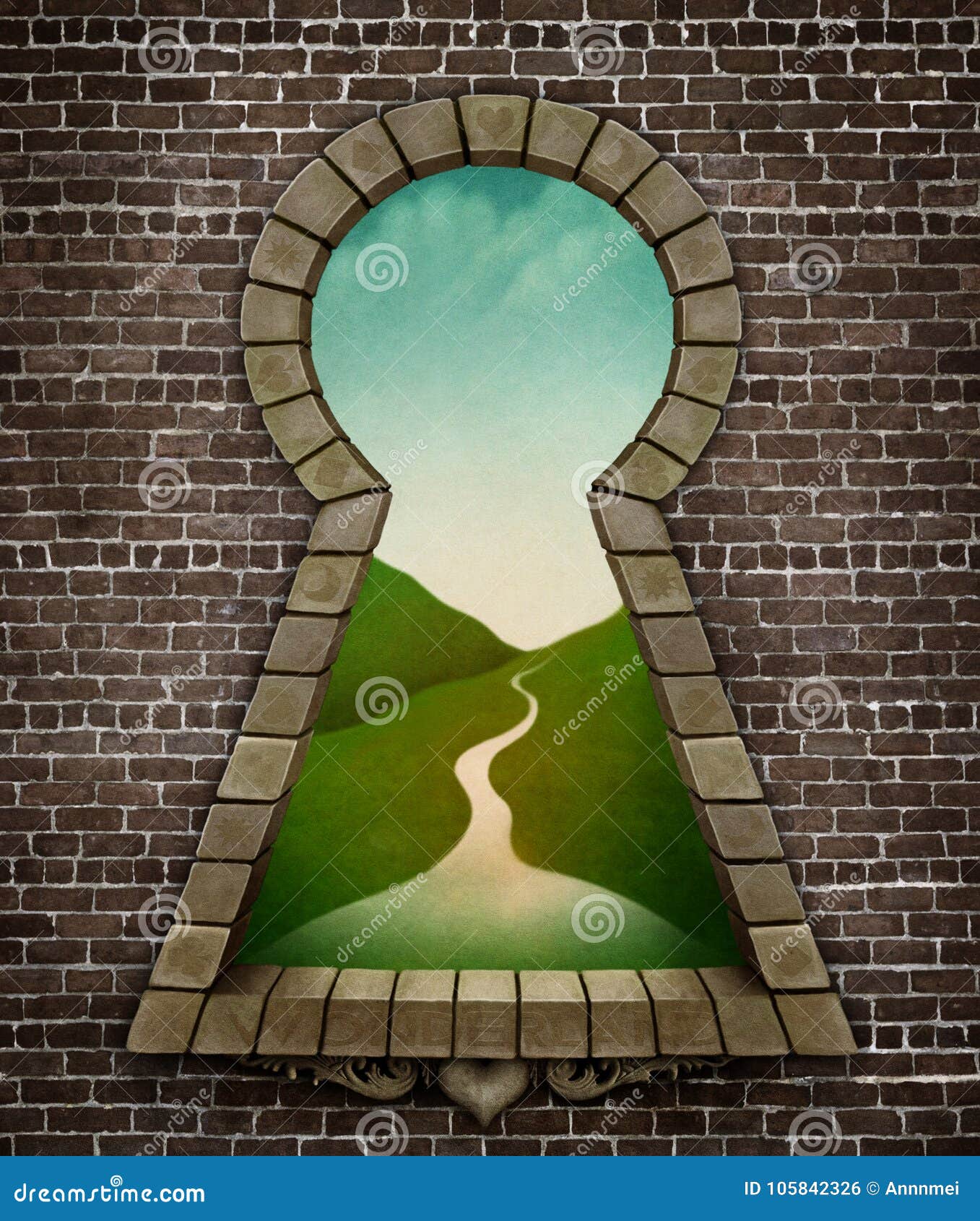 Keyhole Wonderland stock illustration. Illustration of brick - 105842326