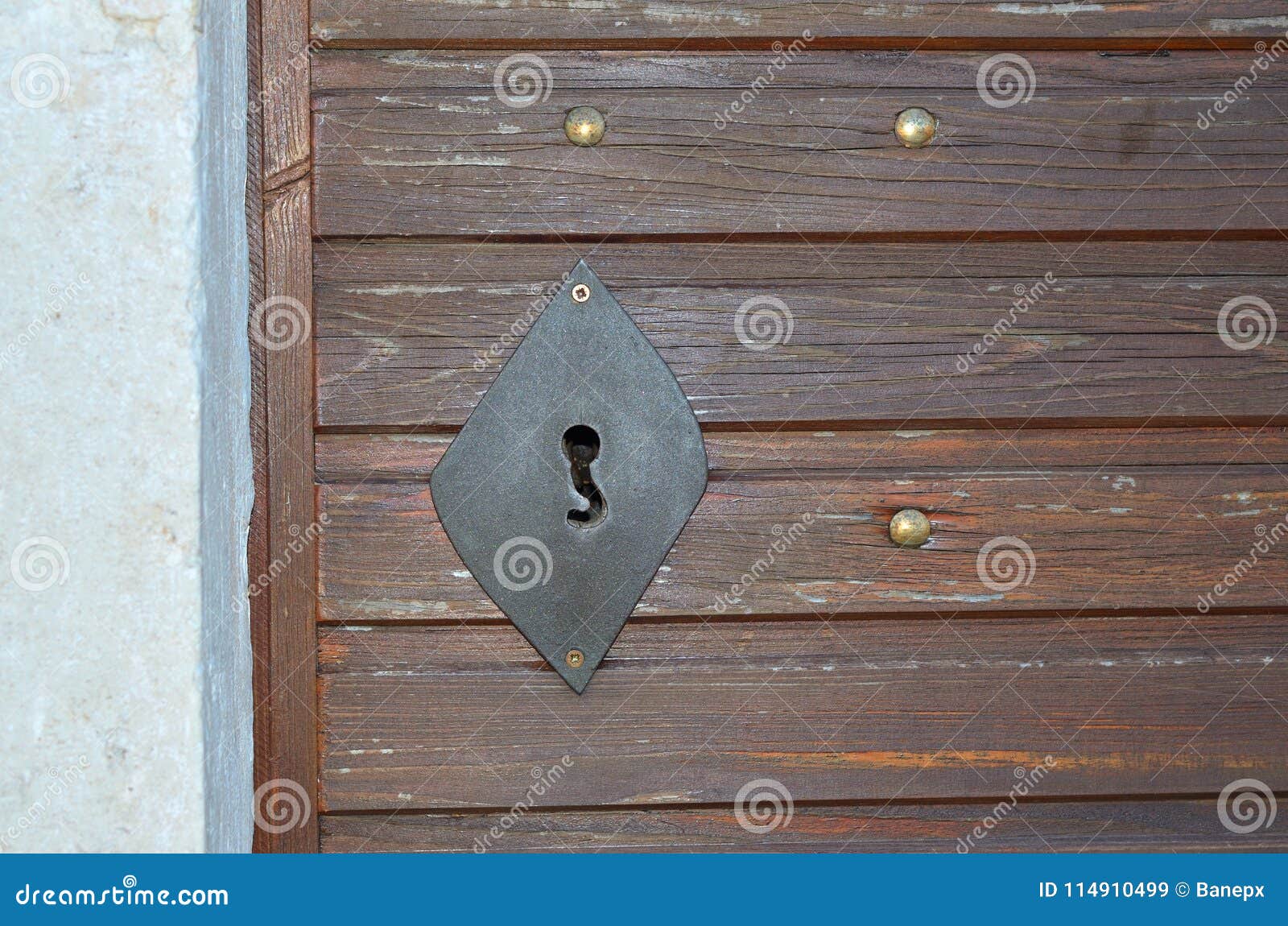 Keyhole of a wooden door stock image. Image of secure - 114910499