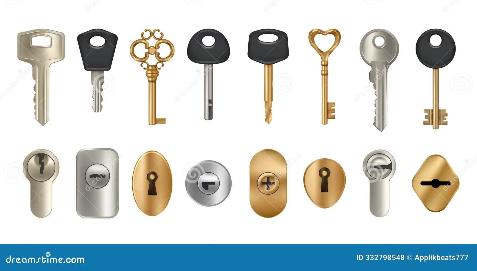 Keyholes. Key Locks and Keyholes in Doors Decent Vector Realistic ...