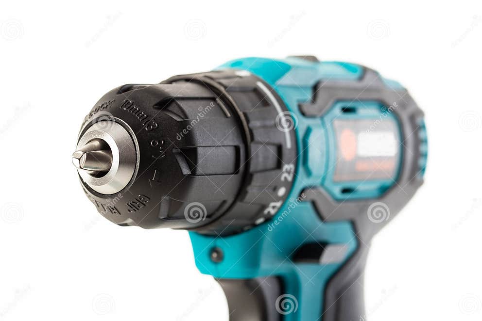 Keyless Chuck in a Drill Screwdriver with Spindle Lock, White ...