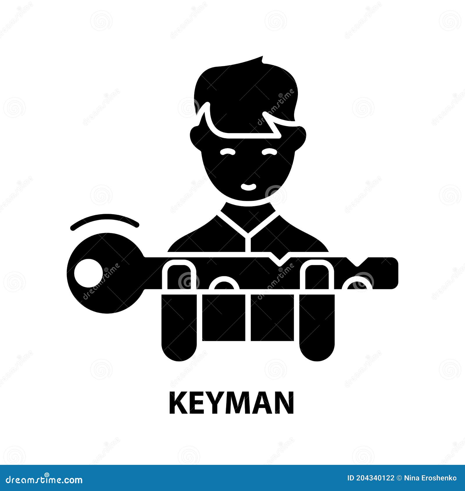 Keyman Icon, Black Vector Sign with Editable Strokes, Concept ...