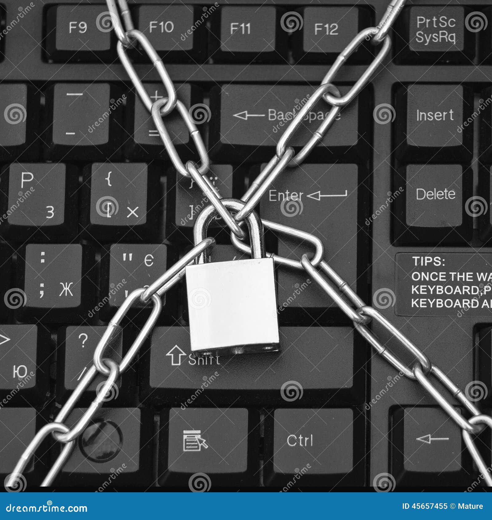 Keypad on the lock stock image. Image of detail, chain - 45657455