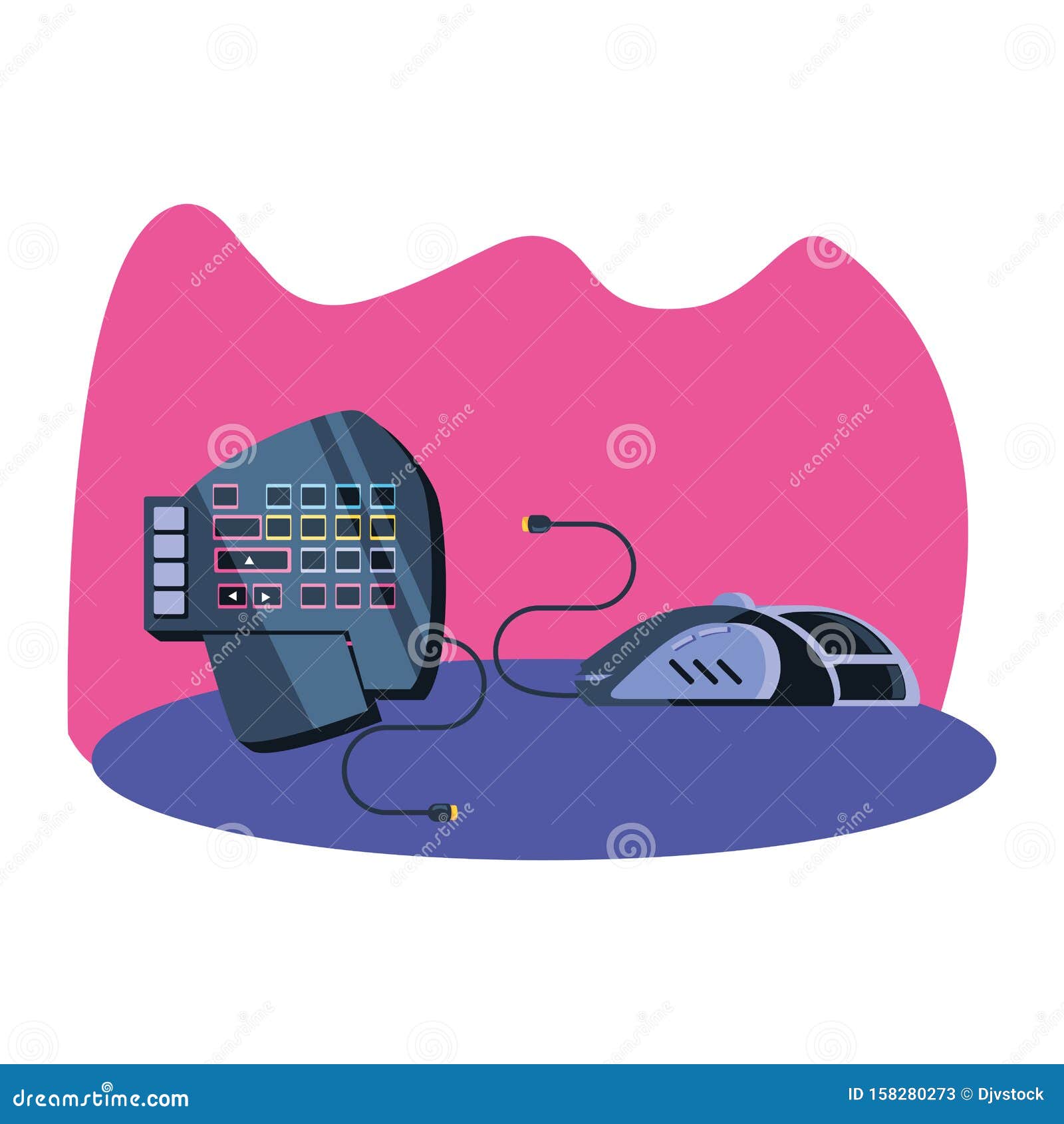 Keypad and Mouse of Video Game Device Stock Illustration - Illustration ...