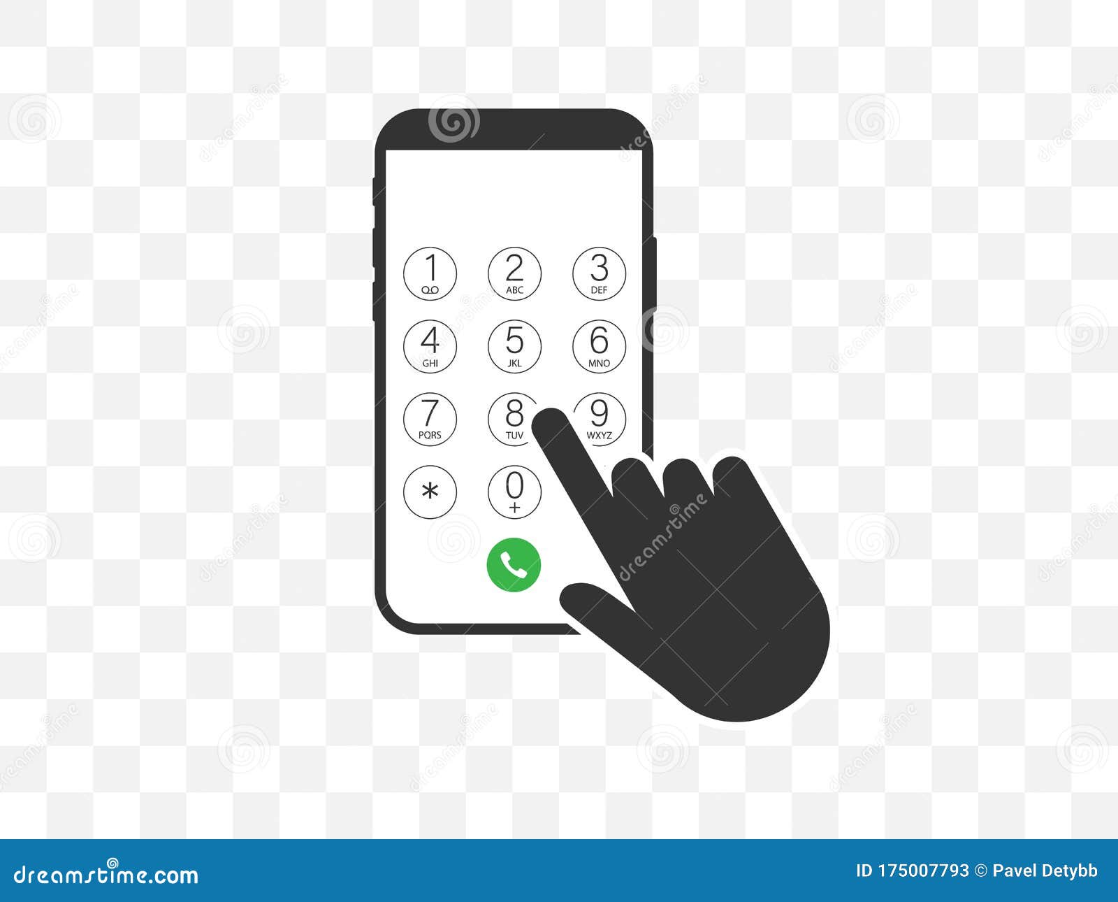 Keypad, Smartphone in Hand Icon. Vector Illustration, Flat Design ...