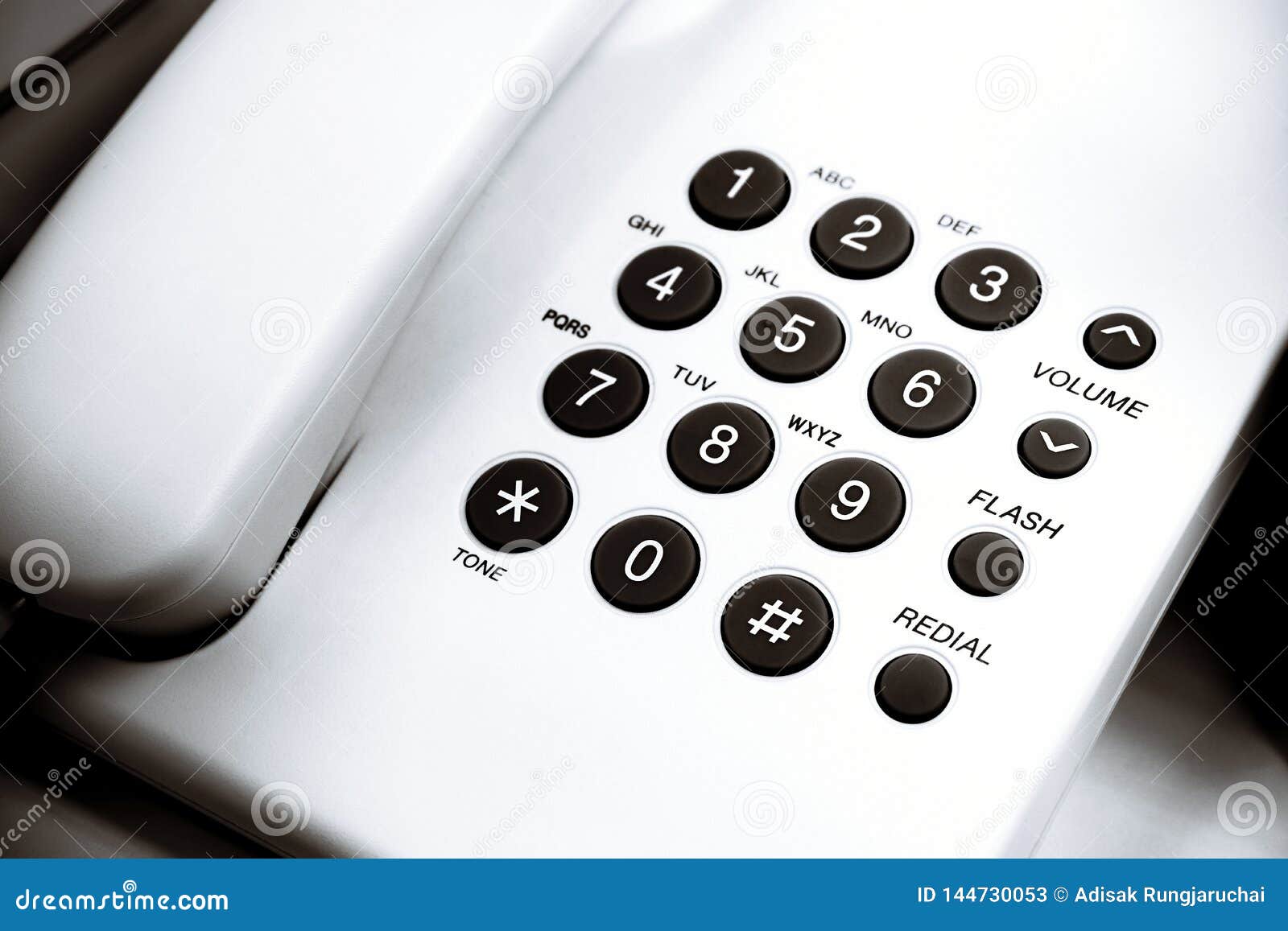 Keypad for Telephonic Communication or Low Angle View of a White Office ...