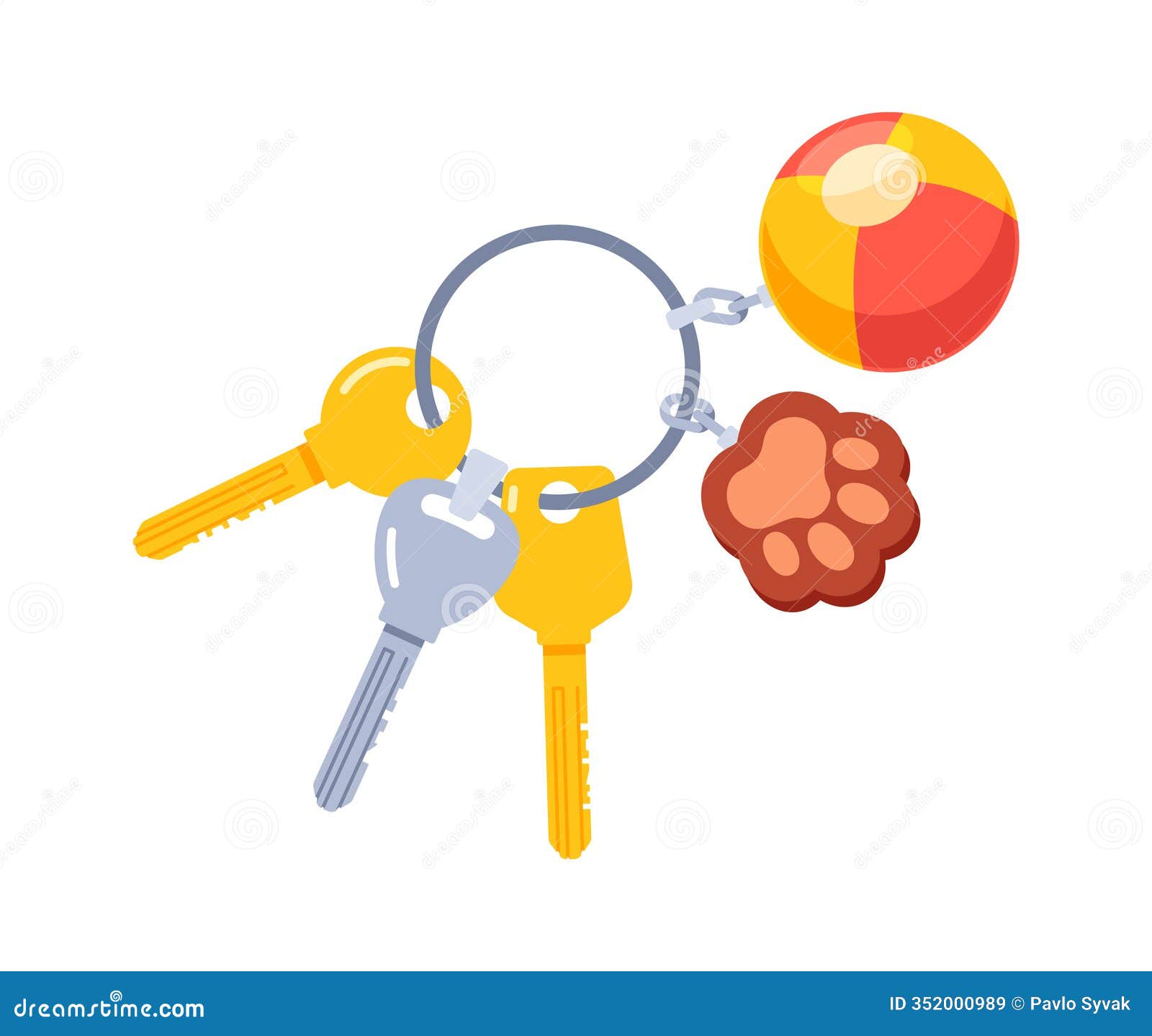 Keyring with Keys and Bibelot Vector Illustration Stock Illustration ...