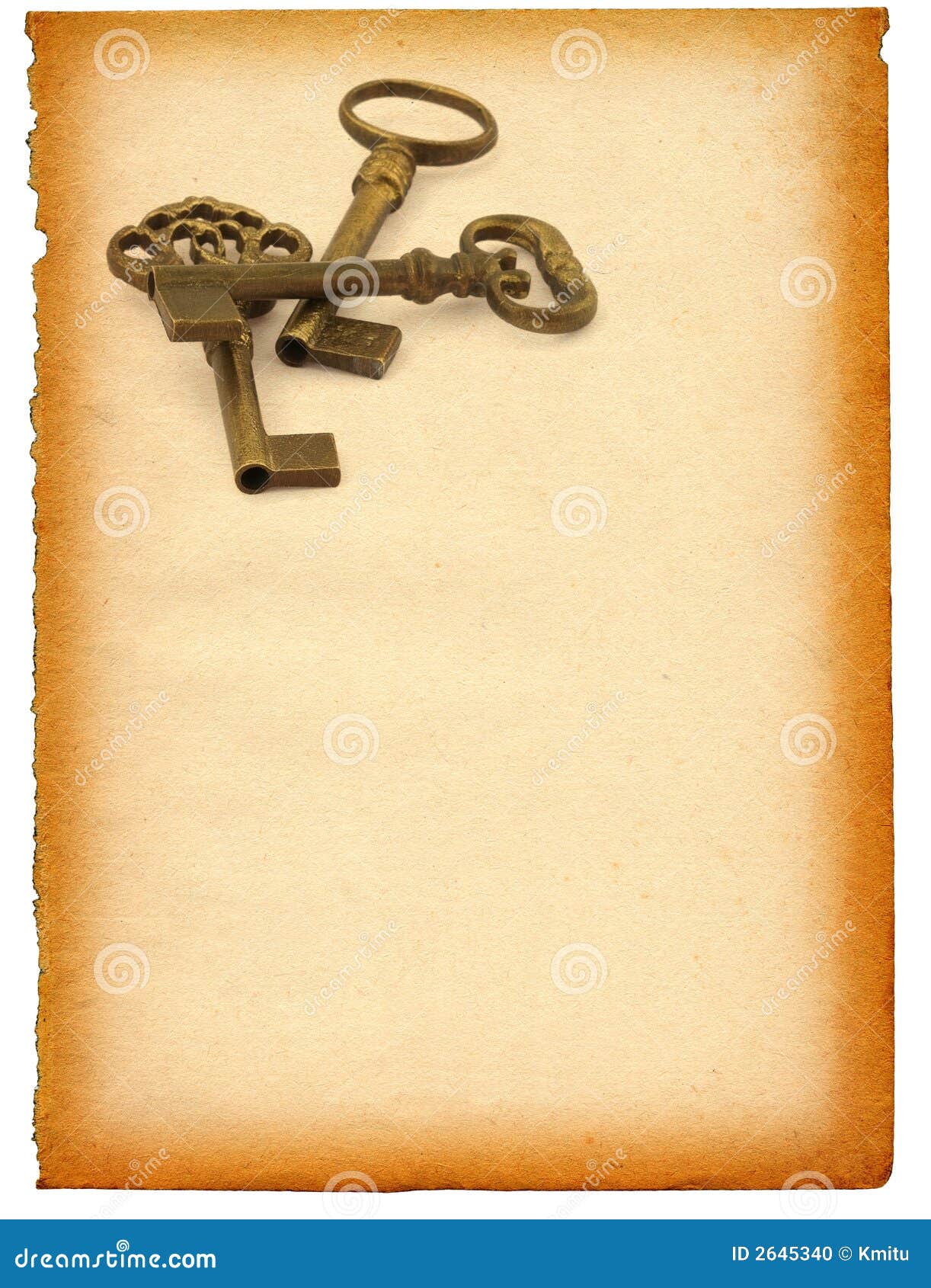 Keys against paper stock photo. Image of copy, aged, decorative - 2645340