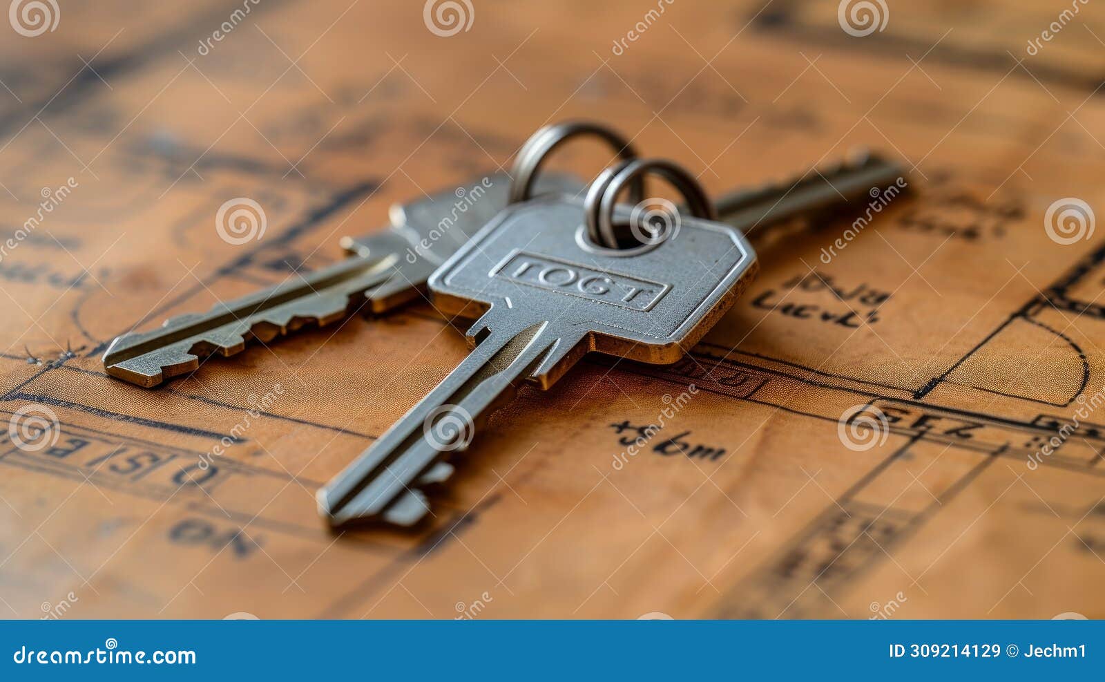 Keys on Architectural Floor Plan Stock Illustration - Illustration of ...