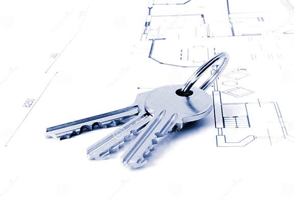 Keys on an Architecture-plan Stock Photo - Image of architect, floor ...