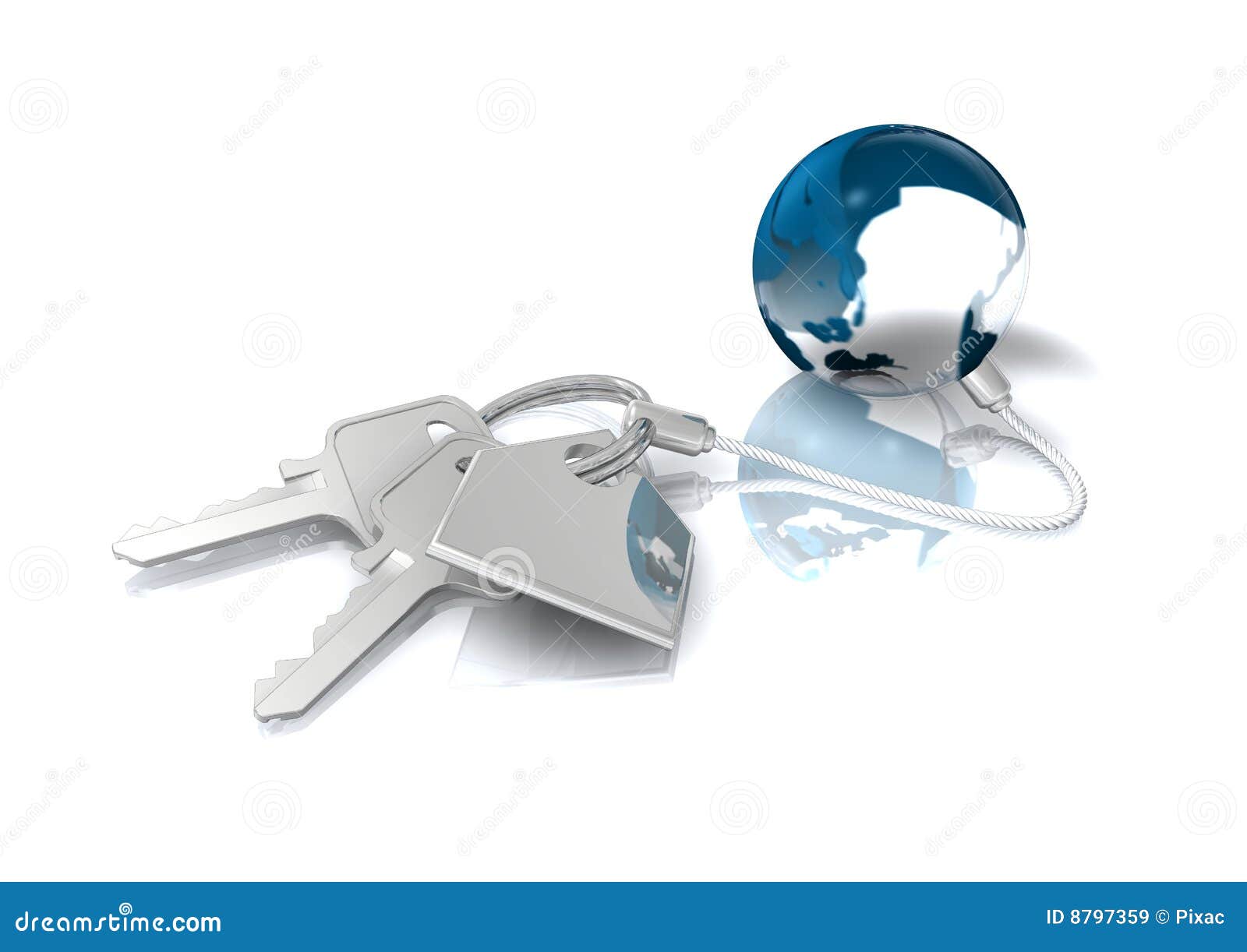 Keys Attached To Globe Keyring Stock Illustration - Illustration of ...