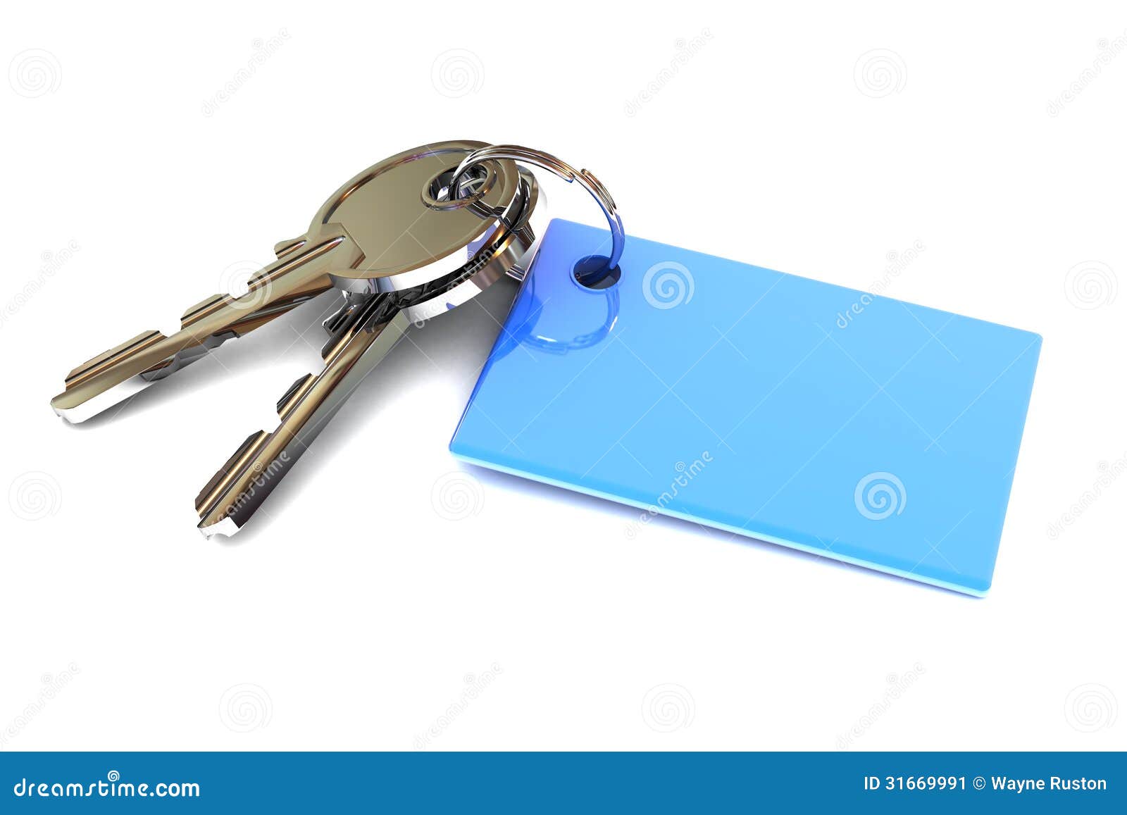 Keys with a Blank Blue Keyring Stock Illustration - Illustration of ...